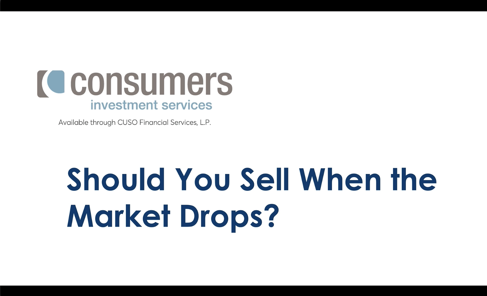 Should you sell when the market drops? | Investment Services - Video ...