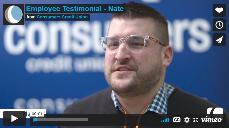 Employee Testimonial - Nate - Video - Consumers Credit Union